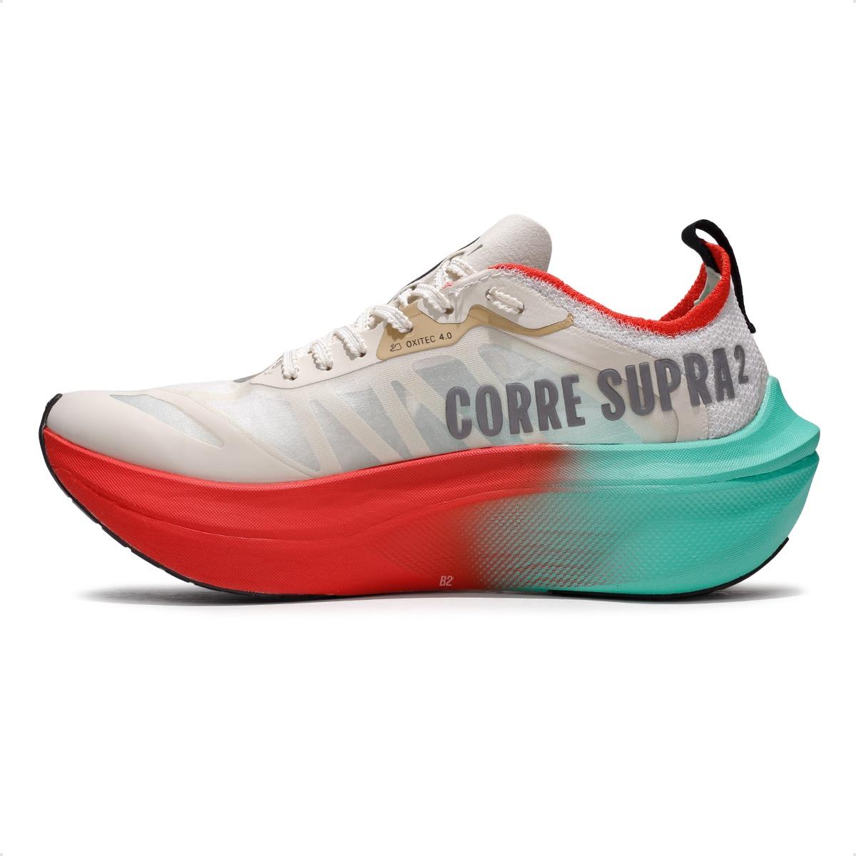 Tênis Olympikus Corre Supra 2 Unissex Bege / Vermelho