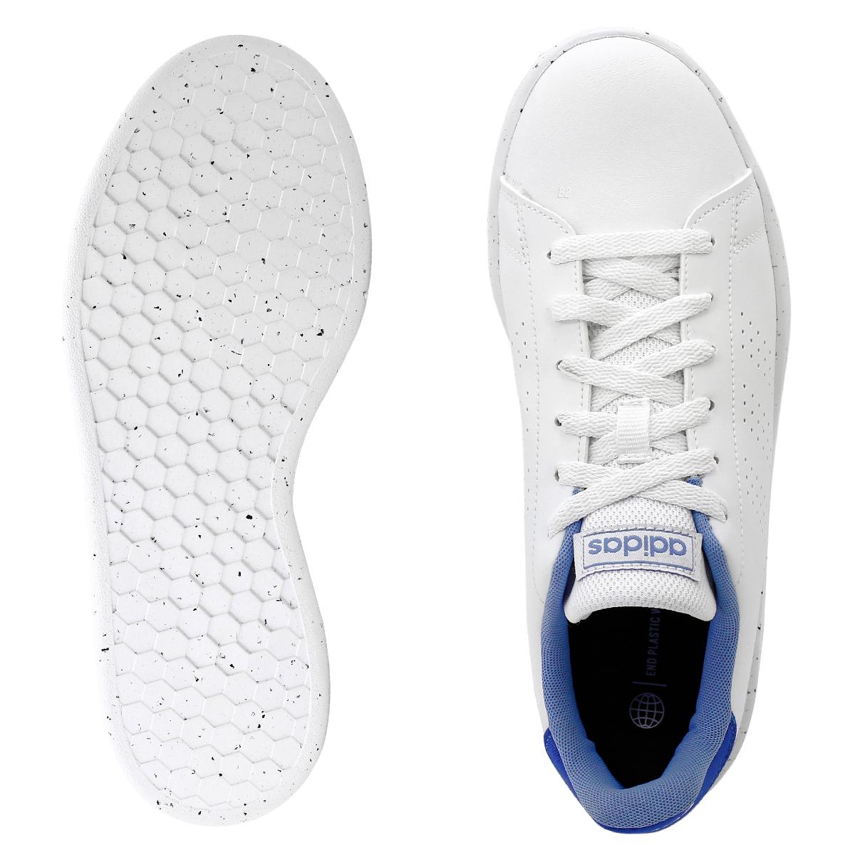 Tênis Adidas Advantage Lifestyle Court Juvenil Branco / Azul