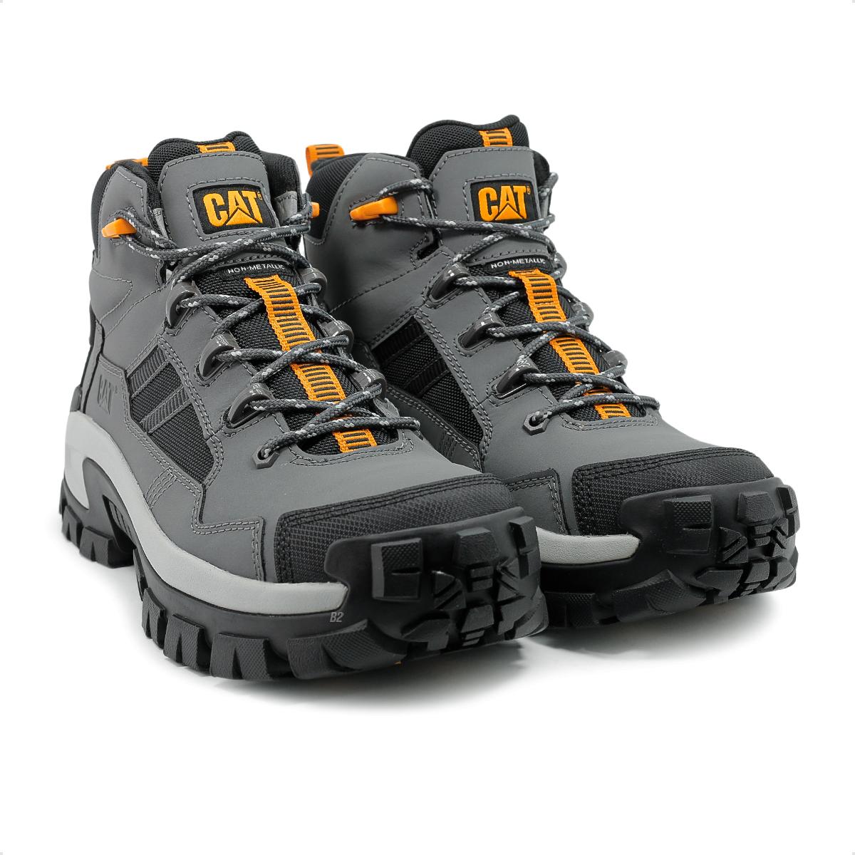 Bota Caterpillar Original Invader Mid Vent CT Masculina Cinza / Preto