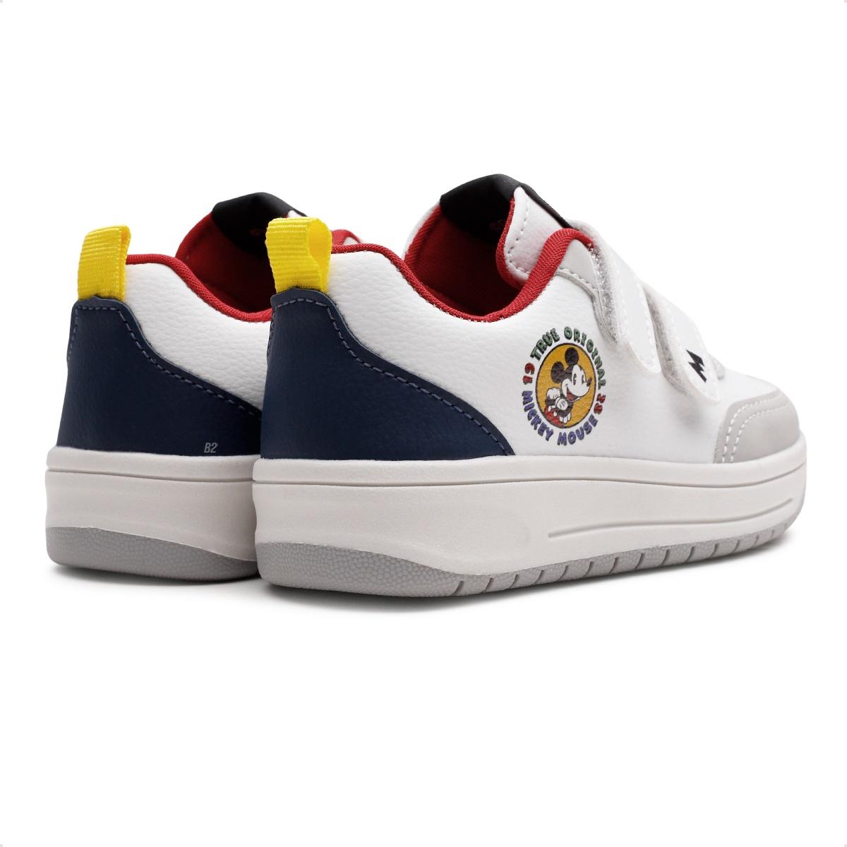 Tênis Disney Mickey Infantil Sem Cadarço Branco / Cinza