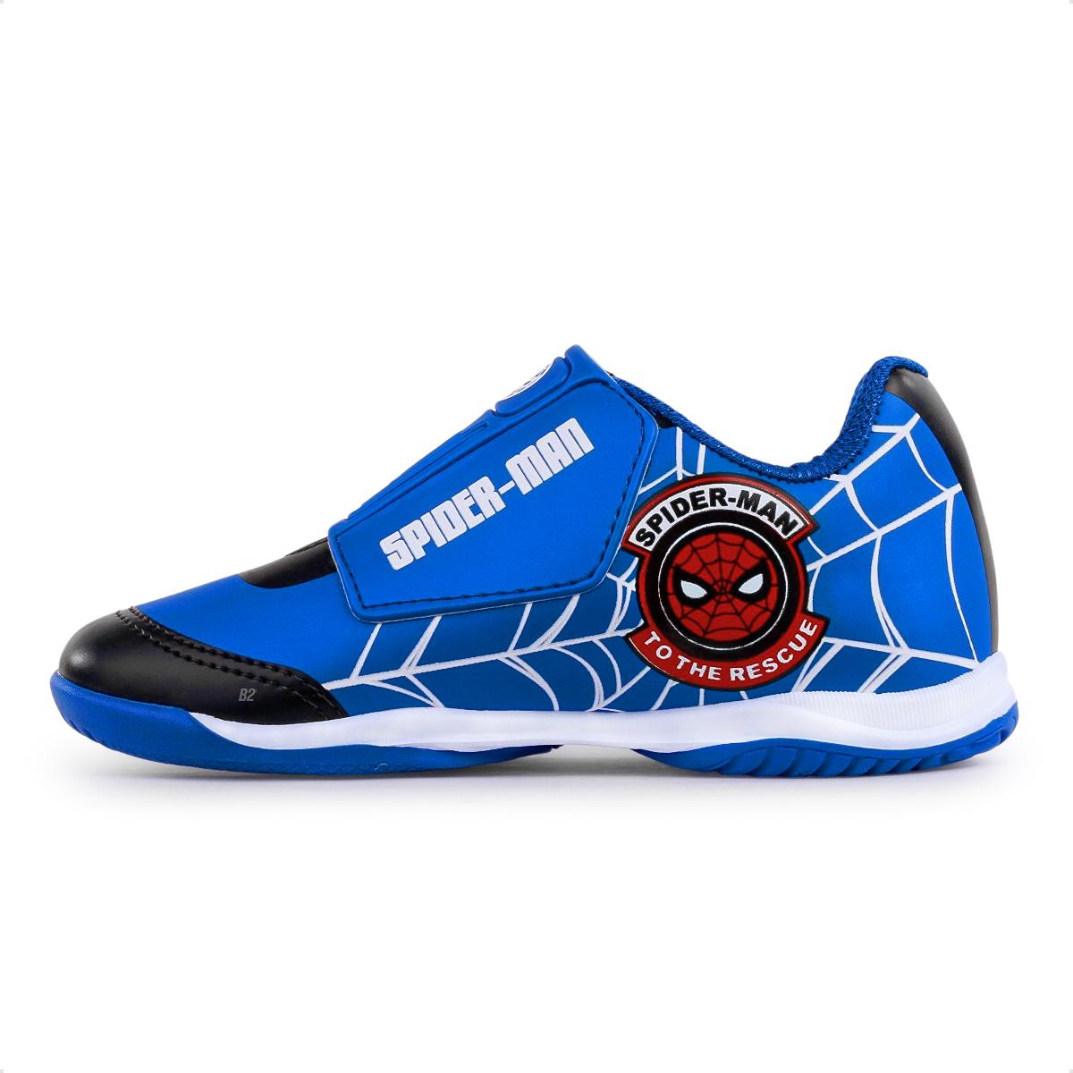 Chuteira Futsal Dray Marvel Original Sem Cadarço Infantil Azul /Vermelho