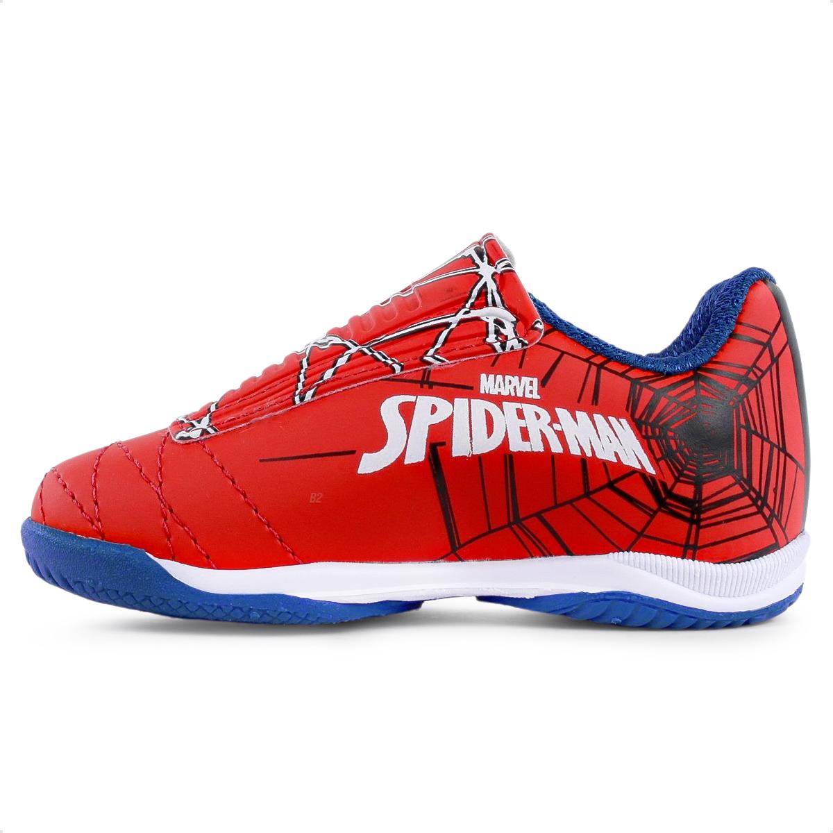 Chuteira Futsal Dray Marvel Original Sem Cadarço Infantil Vermelho /Azul