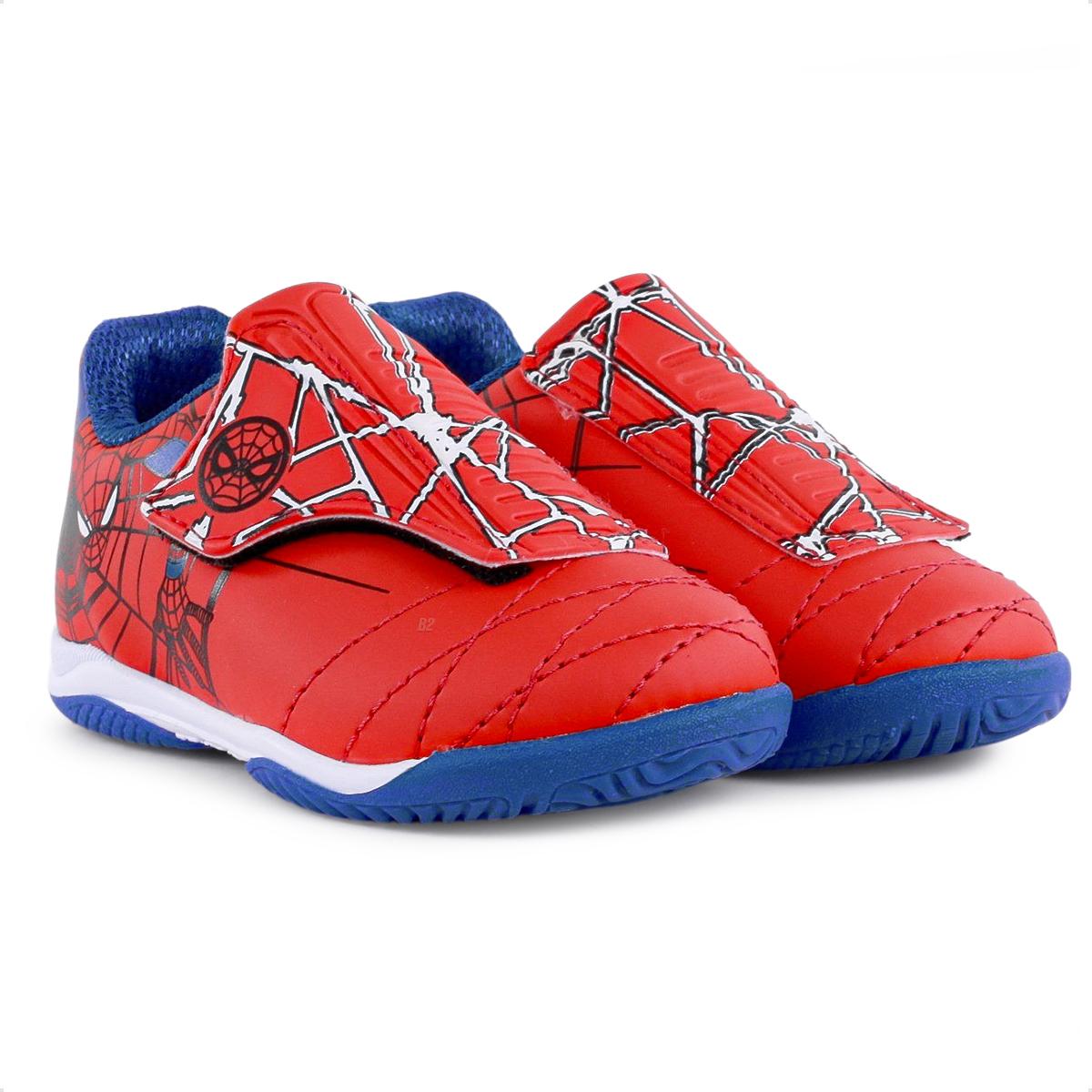Chuteira Futsal Dray Marvel Original Sem Cadarço Infantil Vermelho /Azul