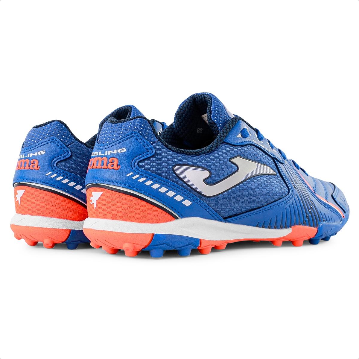 Chuteira Futebol Society Joma Dribling Azul / Coral