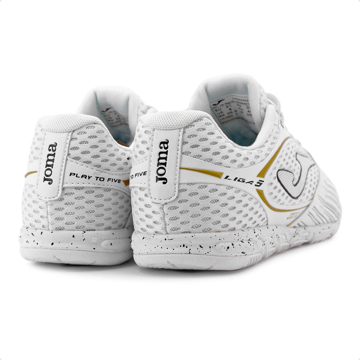 Chuteira Futsal Joma Liga 5 Branco / Dourado