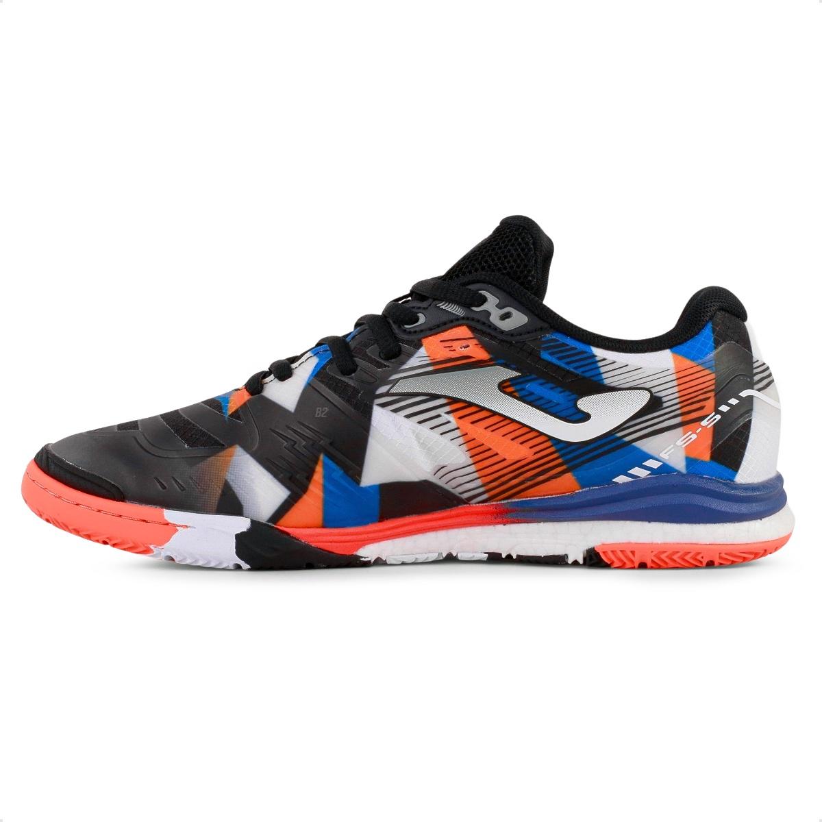 Chuteira Futsal Joma Regate Rebound Masculino Preto / Coral