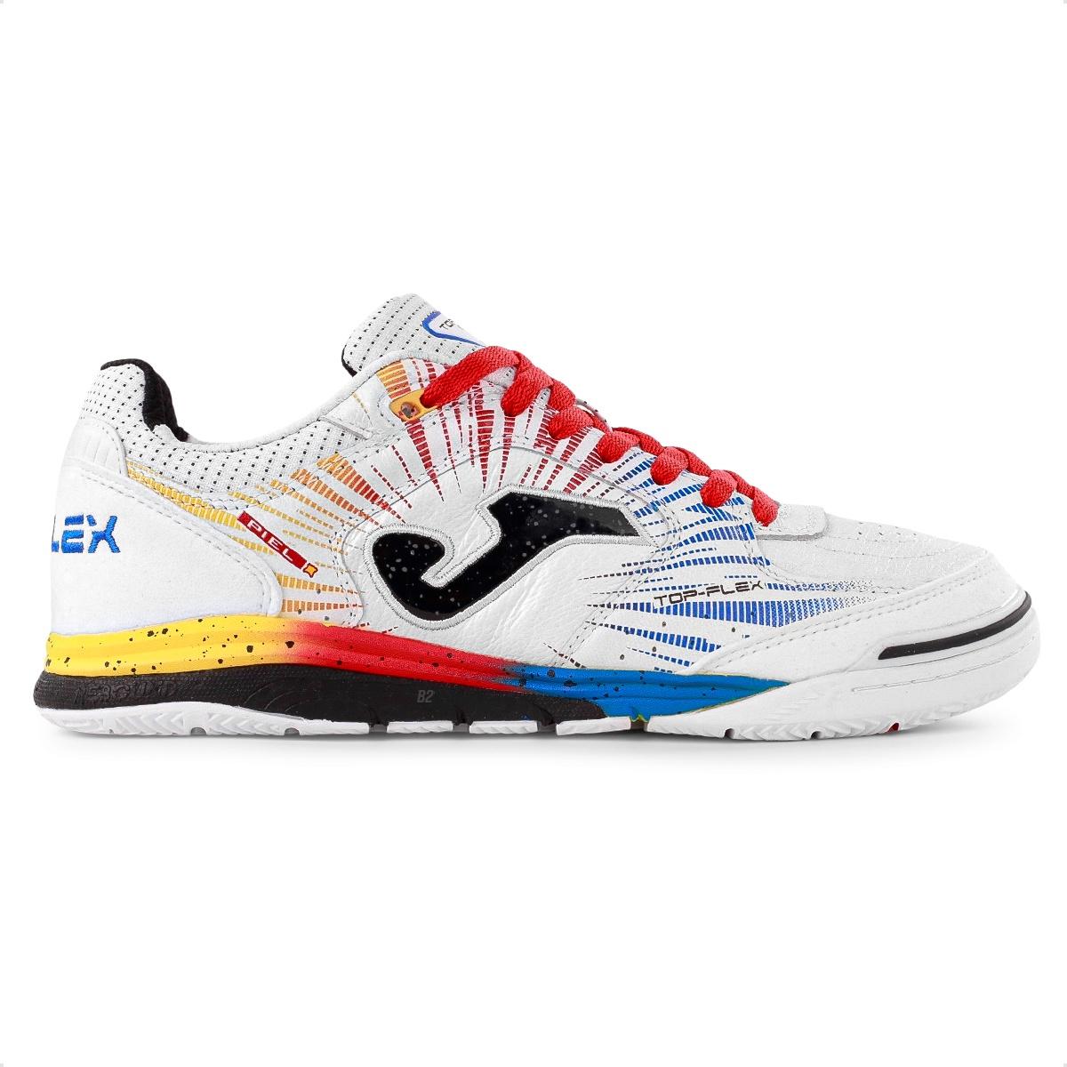 Chuteira Futsal Joma Top Flex Rebound Branco / Vermelho