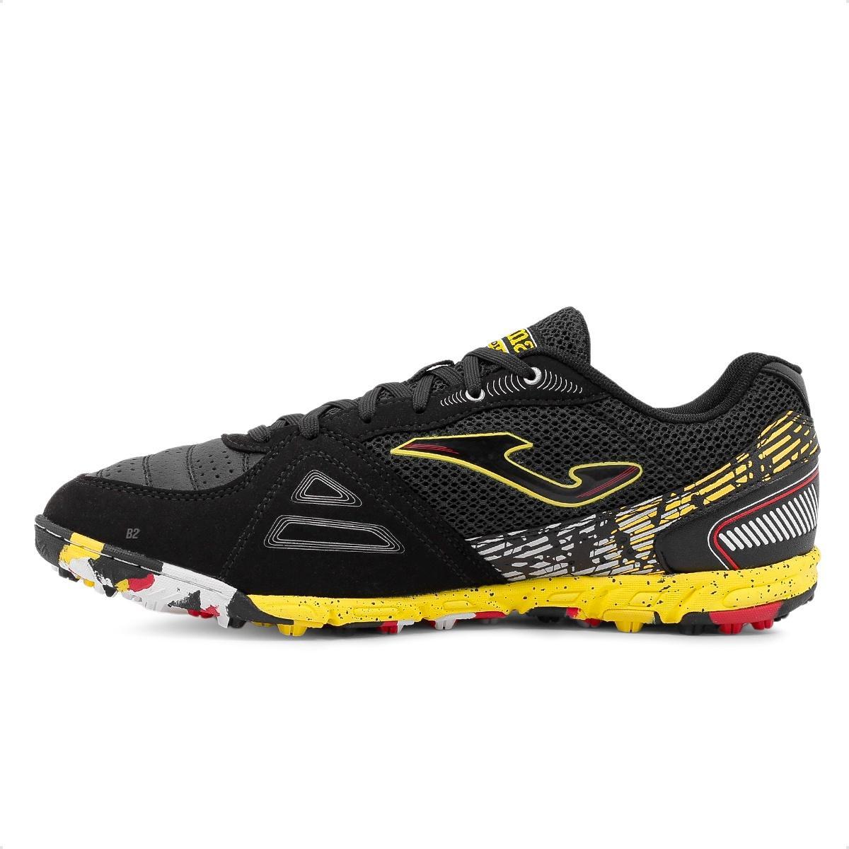 Chuteira Society Joma Mundial Masculina Preto / Amarelo