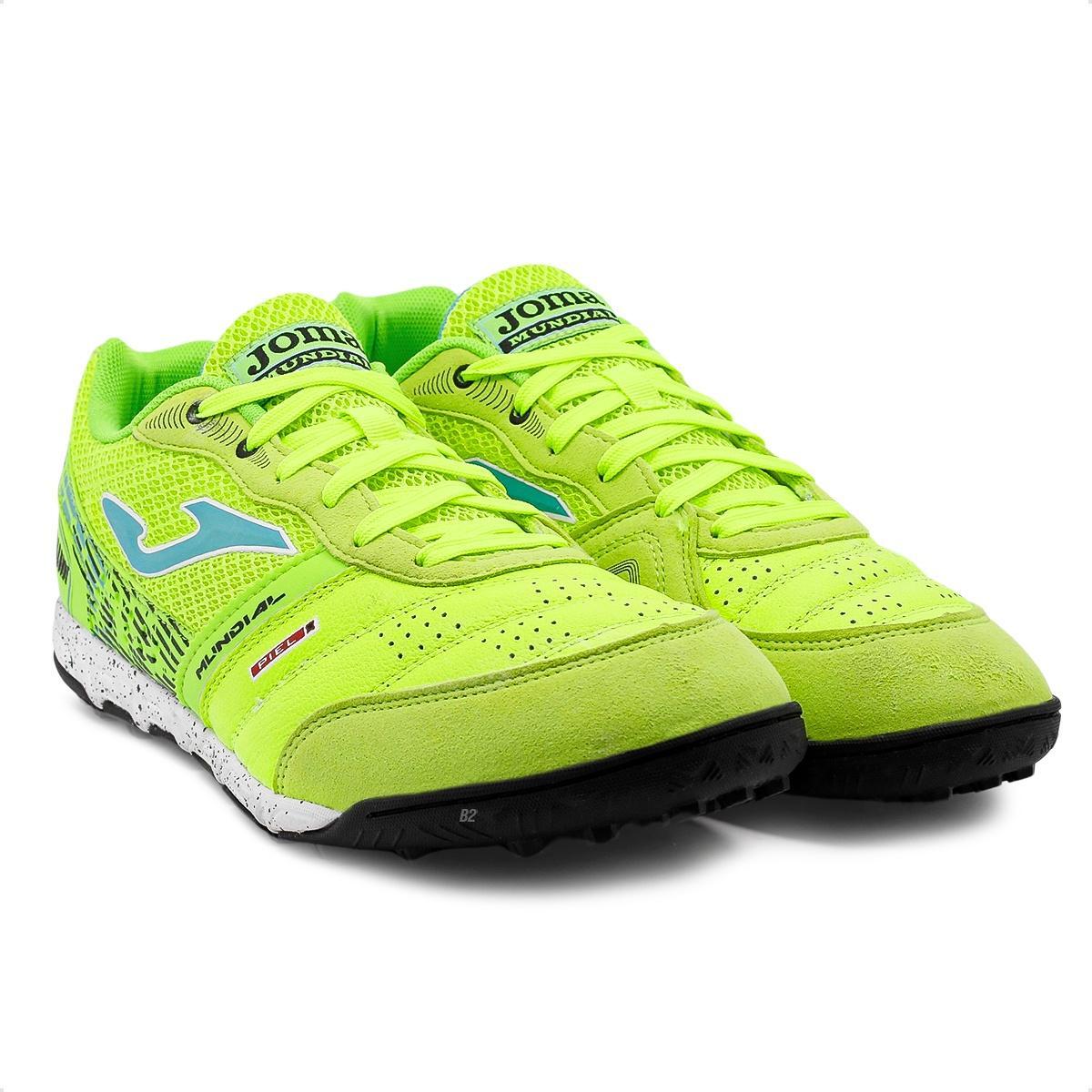 Chuteira Society Joma Mundial Masculina Verde Neon / Amarelo