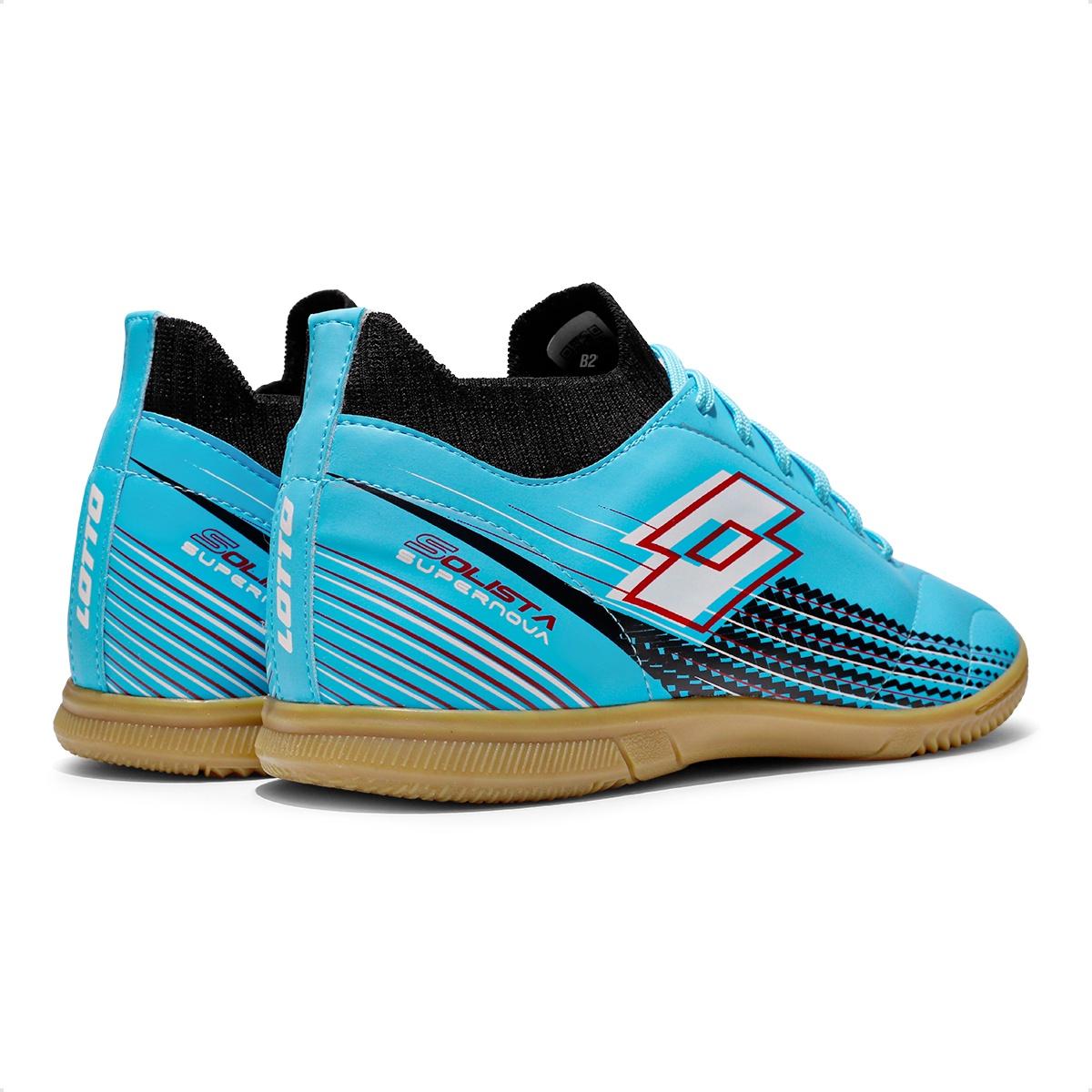 Chuteira Futsal Lotto Solista Supernova Masculina Azul / Preto