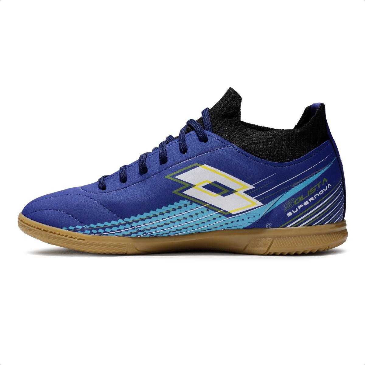 Chuteira Futsal Lotto Solista Supernova Masculina Marinho / Azul