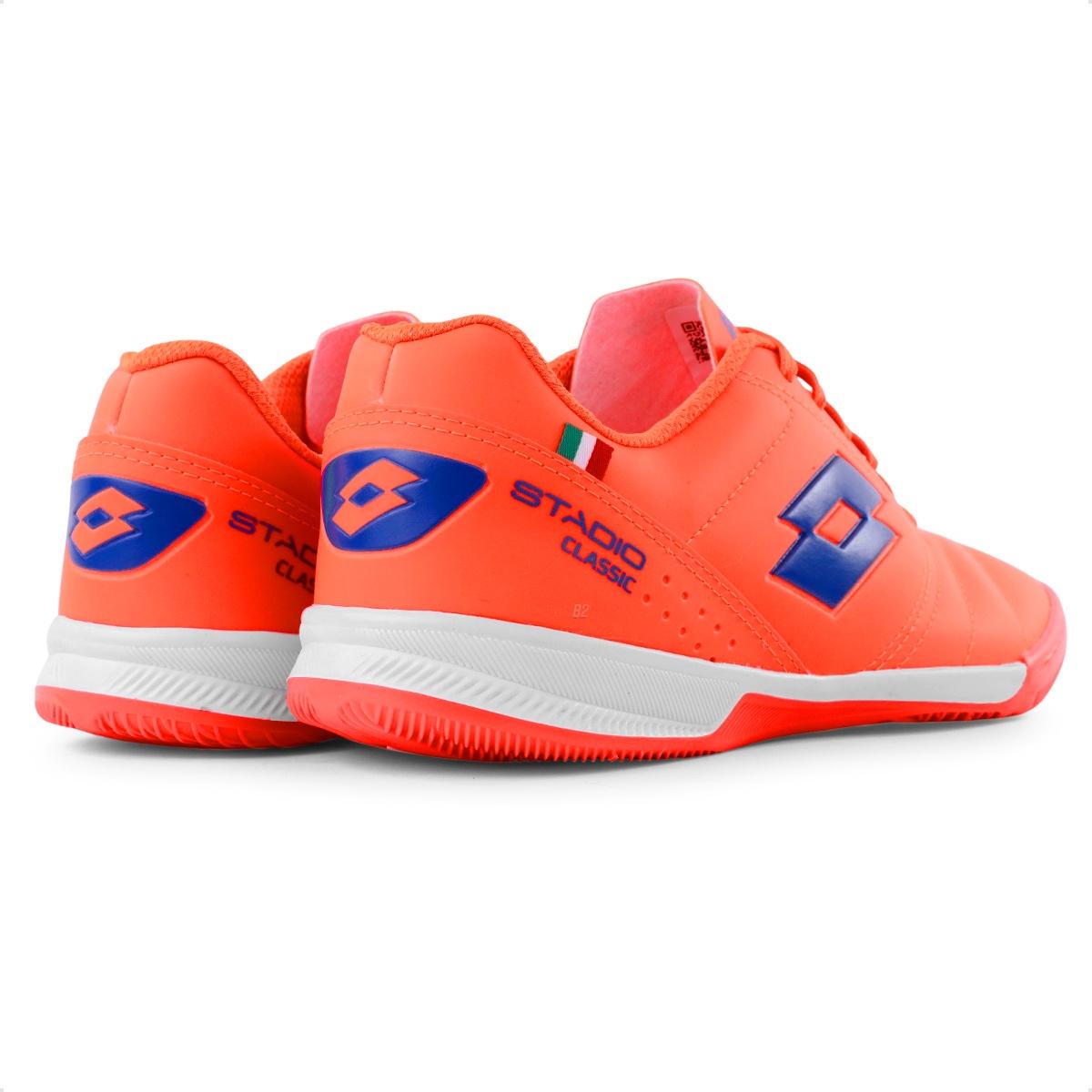 Chuteira Futsal Lotto Stadio Classic B700 Masculina Laranja / Azul