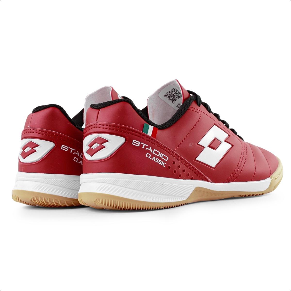 Chuteira Futsal Lotto Stadio Classic B700 Masculina Vermelho / Branco