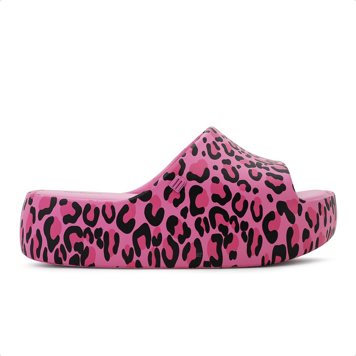 Chinelo Slide Melissa Free Print Plataforma Feminina Rosa / Preto