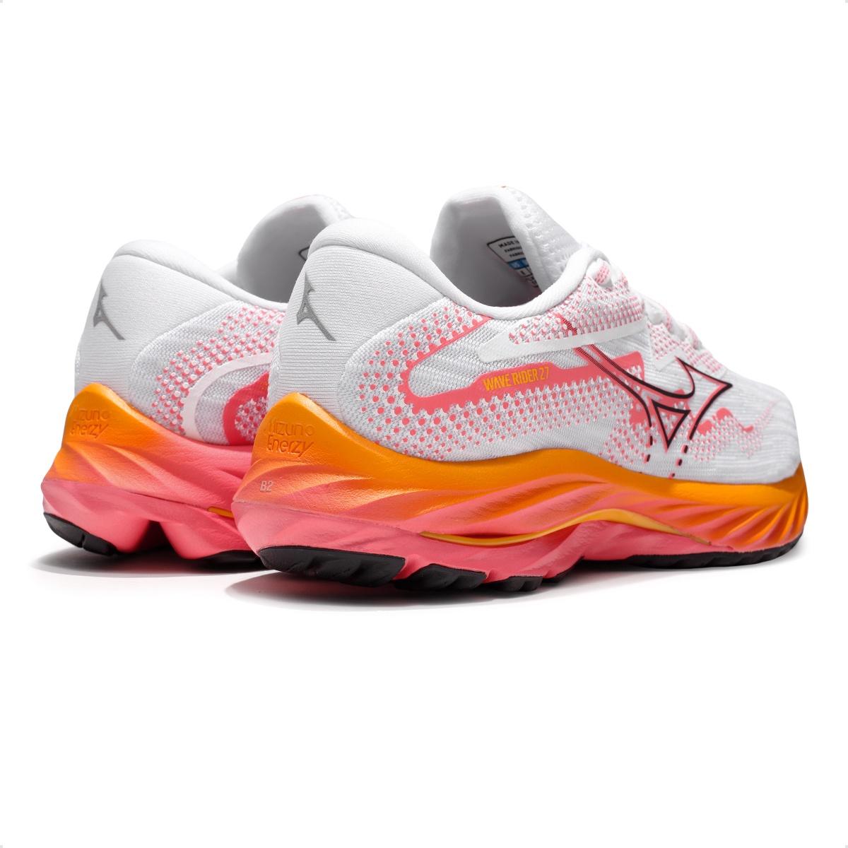 Tênis Mizuno Wave Rider 27 Feminino Branco / Laranja
