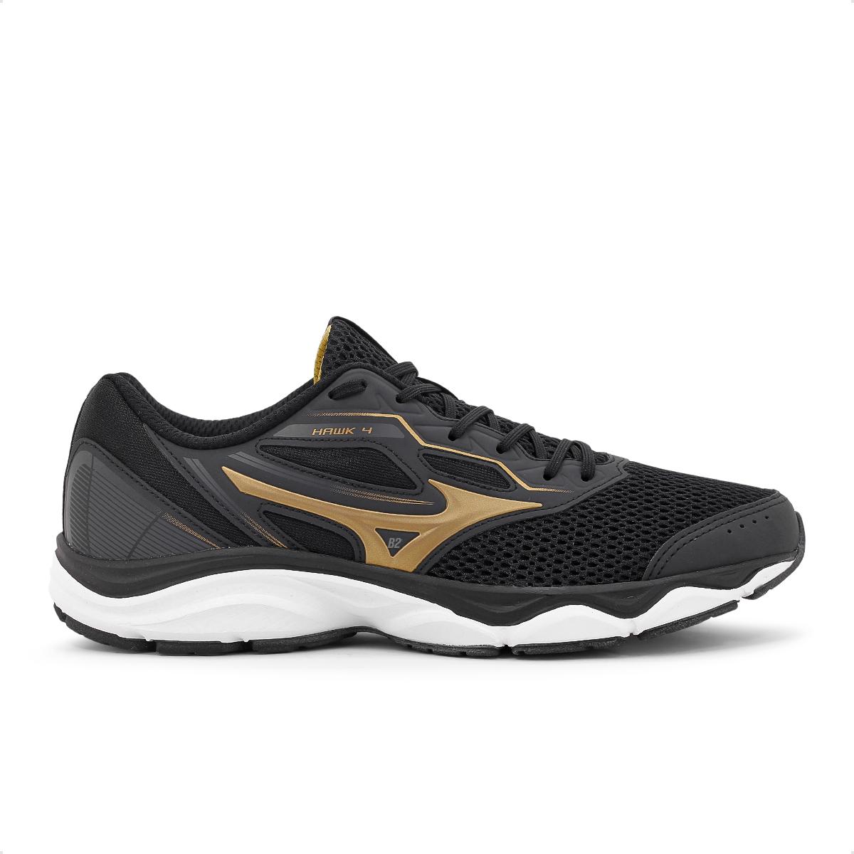 Tênis Mizuno Wave Hawk 4 Masculino Preto / Dourado