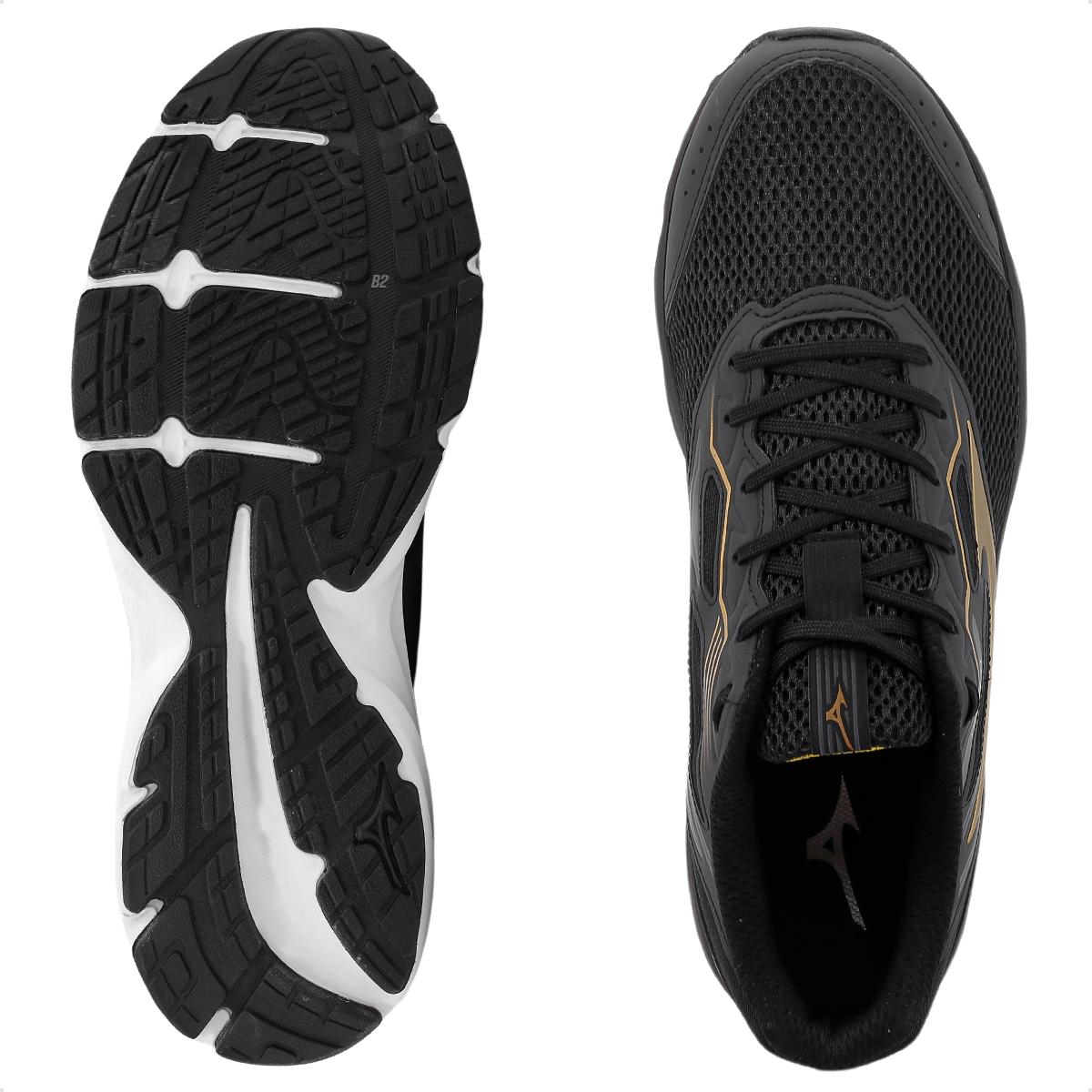 Tênis Mizuno Wave Hawk 4 Masculino Preto / Dourado