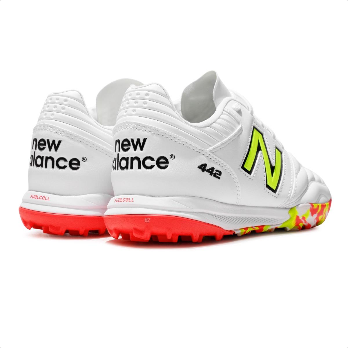 Chuteira Society New Balance 442 Pro Tf V2 Masculina Branco / Coral