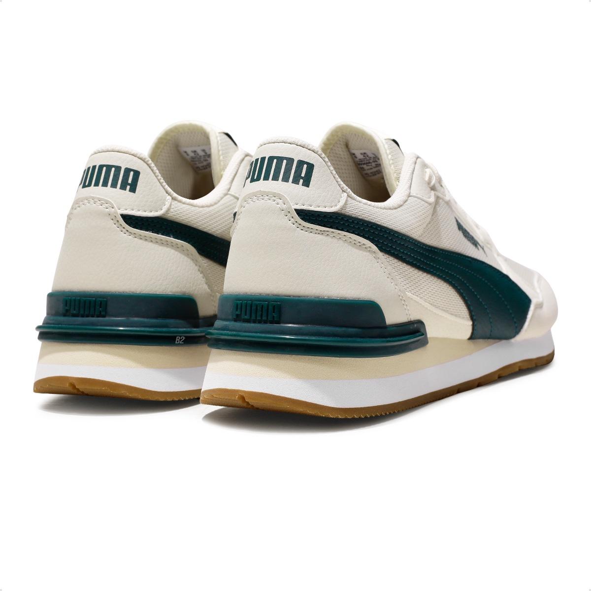 Tênis Puma St Runner V4 L Masculino Bege / Verde