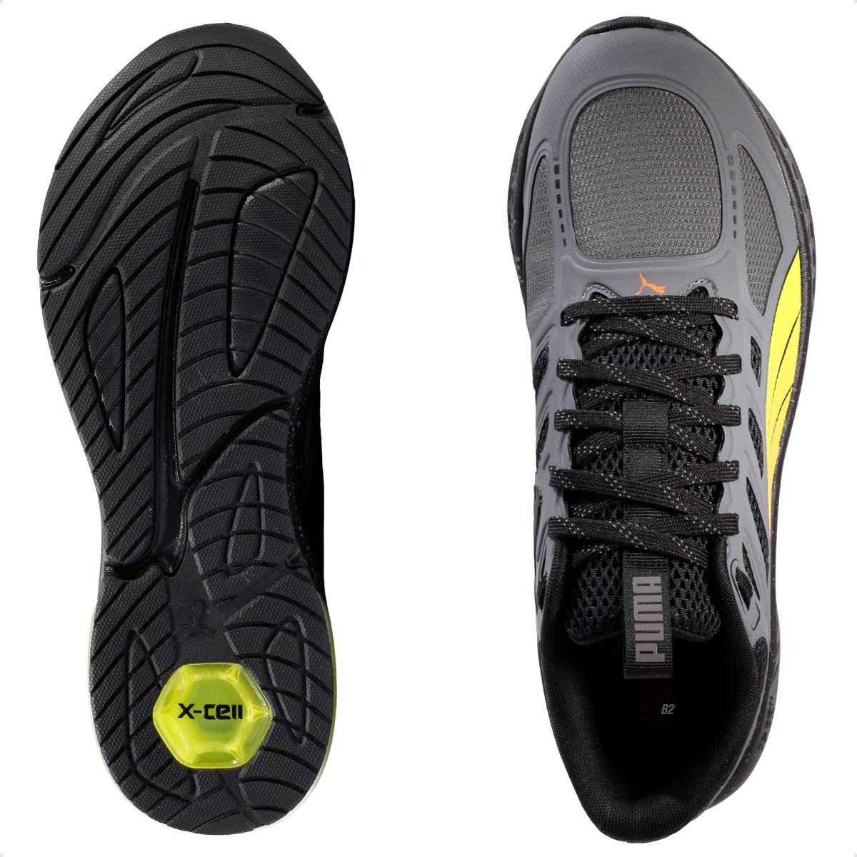 Tênis Puma X-Cell Lightspeed Masculino Cinza / Amarelo