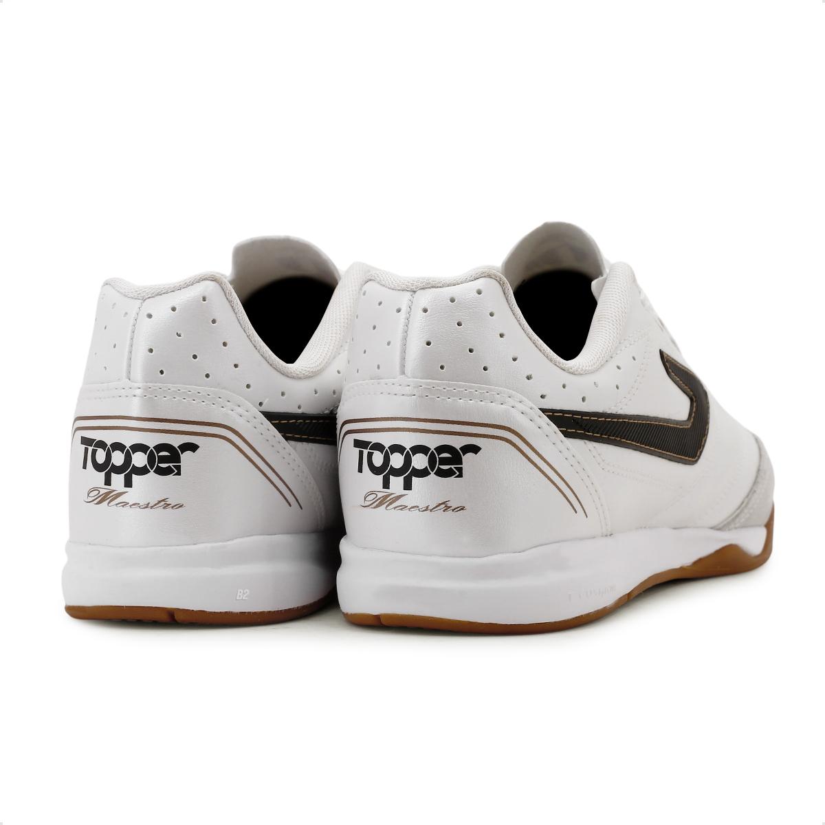 Chuteira Topper Futsal Maestro Td IV Masculina Branco / Preto