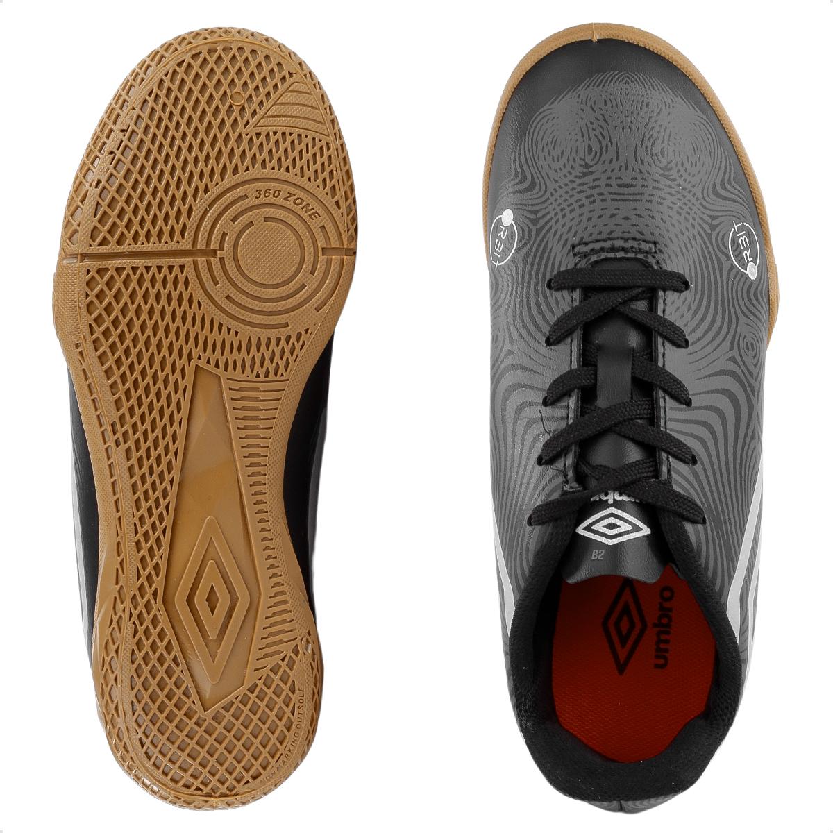 Chuteira Futsal Umbro Orbit Jr Infantil Preto / Cinza