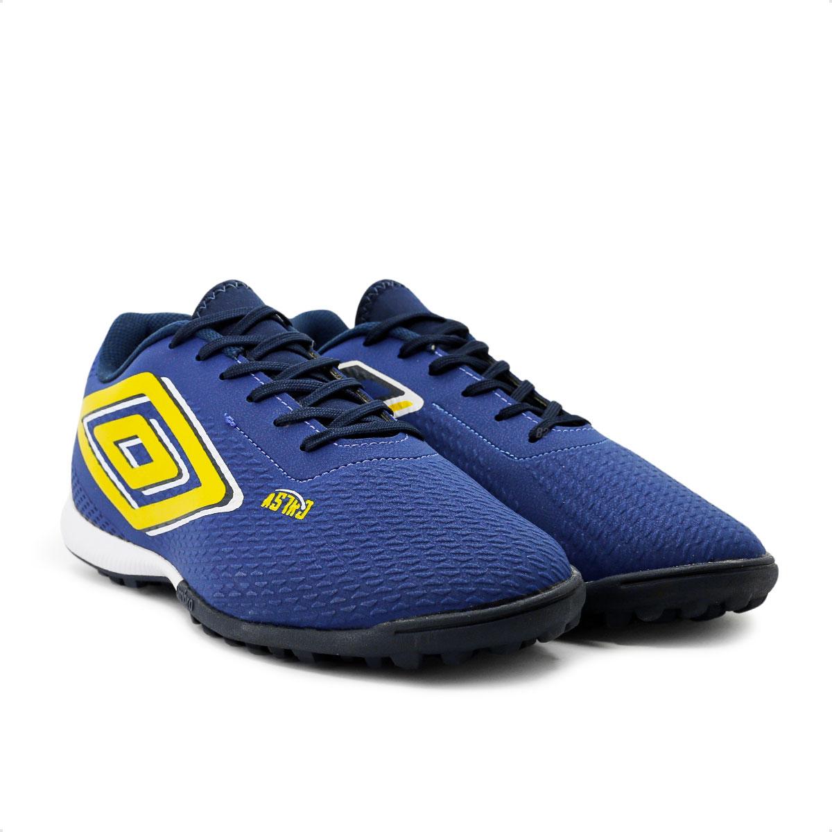 Chuteira Society Umbro Astro Club Masculino Azul / Amarelo