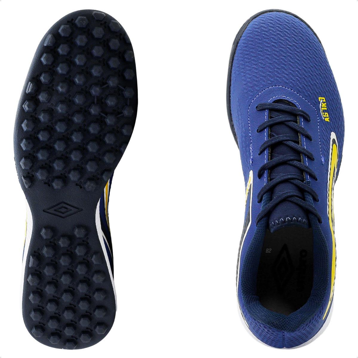 Chuteira Society Umbro Astro Club Masculino Azul / Amarelo