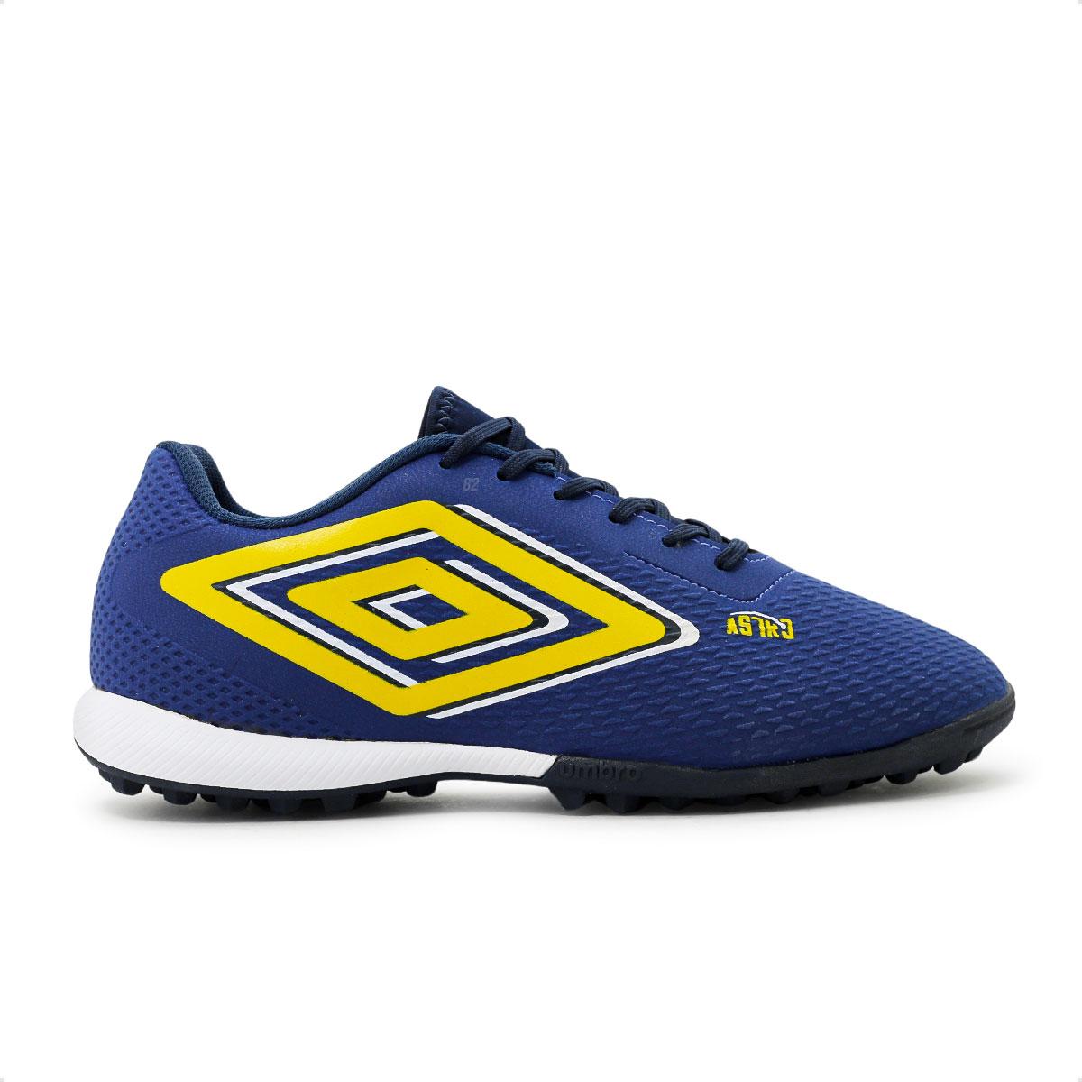 Chuteira Society Umbro Astro Club Masculino Azul / Amarelo