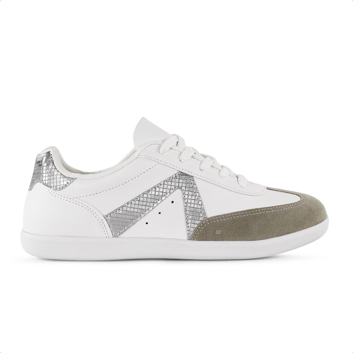 Tênis Vizzano Casual Esportivo Feminino Branco / Prata